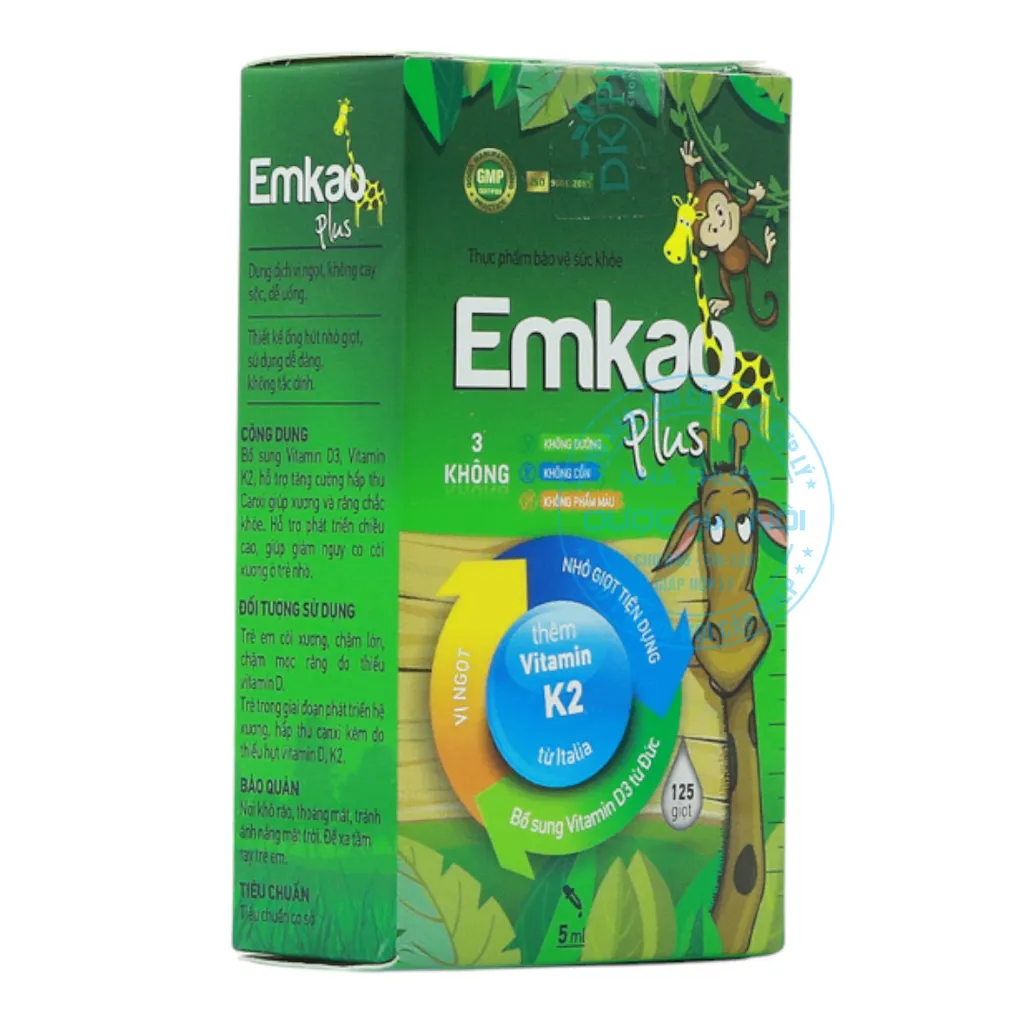 Vitamin D3 K2 Emkao Plus 5ml tăng cường hấp thu canxi, phát triển chiều cao